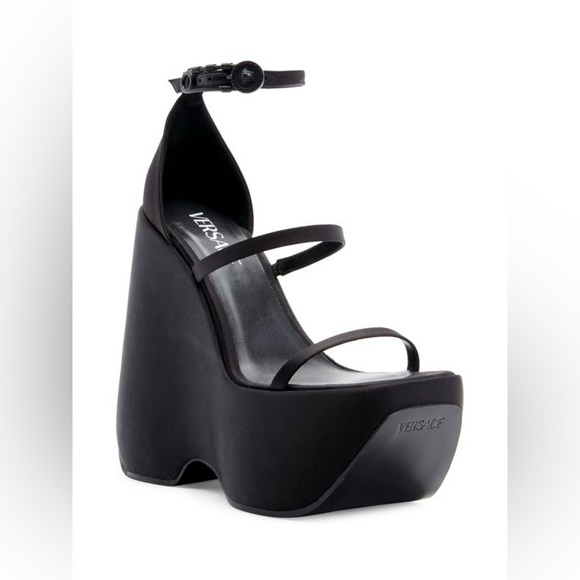 Versace | Shoes | Versace Triplatform Satin Platform Sandals | Poshmark